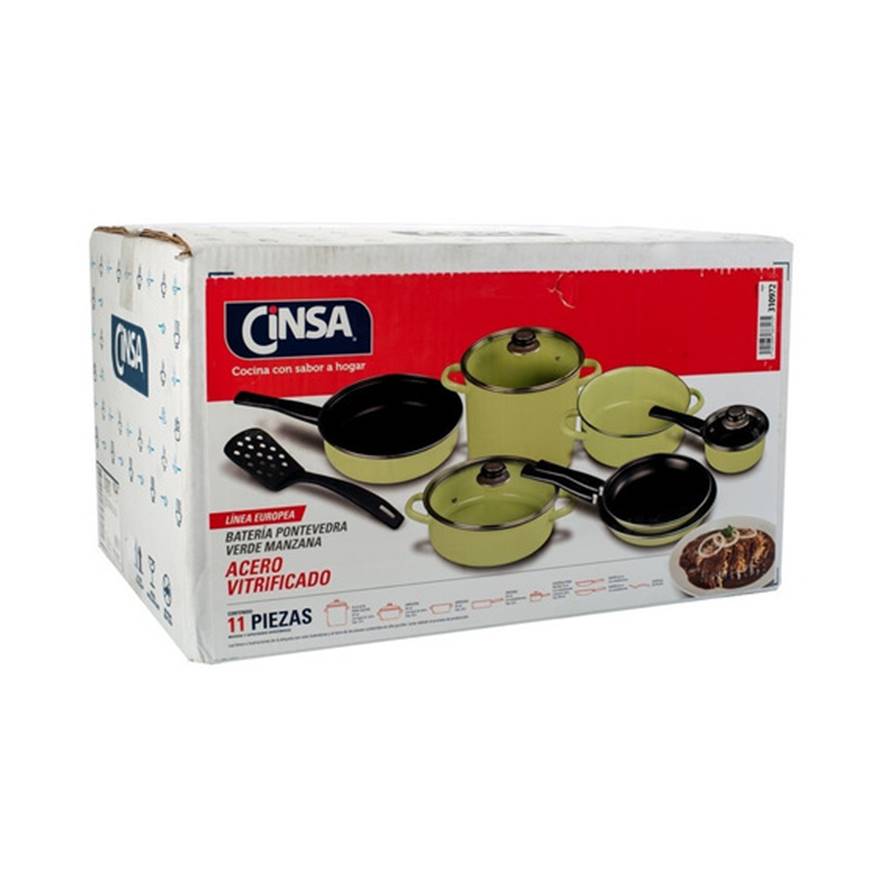Bateria CINSA 11 Pzas PONTEVEDRA Manzana Verde - Muebles Casa Bonita